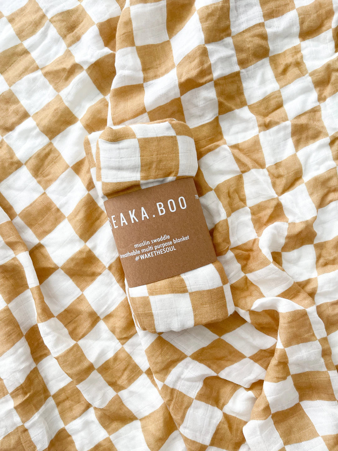 Seakaboo Organic Bamboo Cotton Baby Swaddle|Wrap - Sandalwood Check
